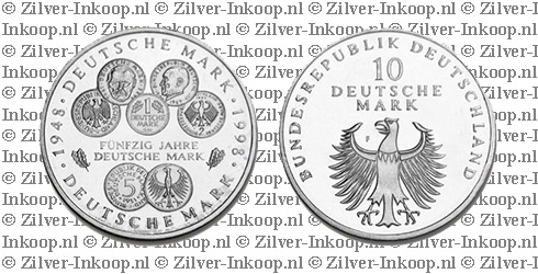 Zilveren 5 Mark waarde. 10 DM Duitsland. Koers Prijs 10 Euro zilver.