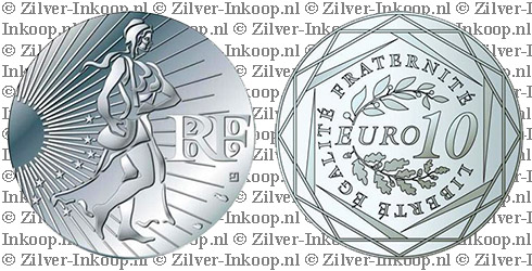 Zilveren Franse Franc & Euro waarde. Koers zilver Francs Frankrijk.